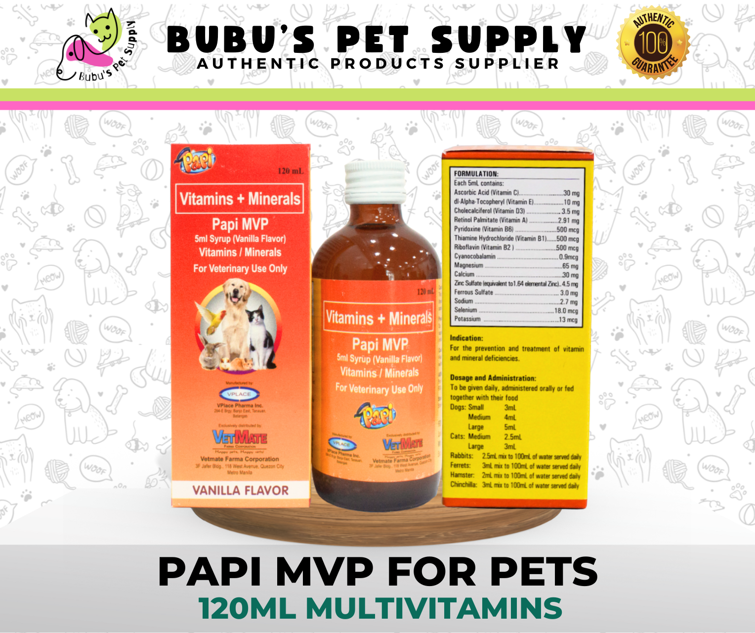 PAPI MVP MULTIVITAMINS FOR DOGS AND CATS 120ML WITH FREE SYRINGE ...