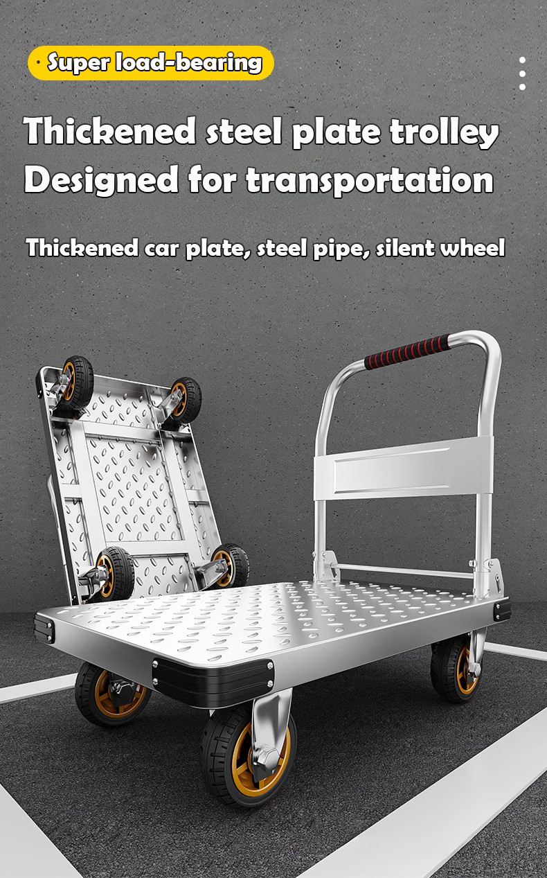 Push Cart Trolley Foldable Heavy Duty Steel Hand Truck Kartilya Load 600kg 5 inches Rubber ...