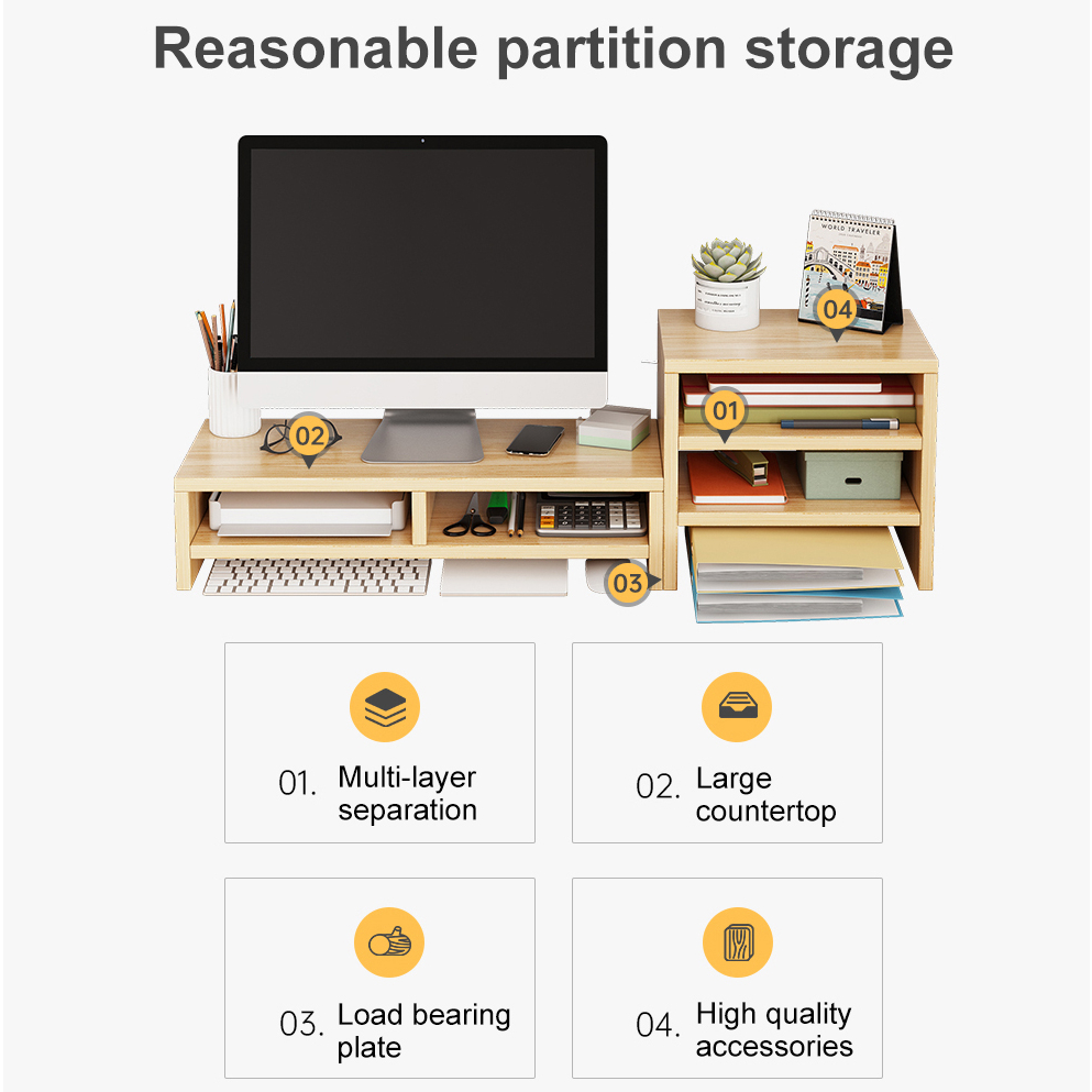 Wooden Monitor Stand Computer Stand Desktop Organizer Display Bracket ...