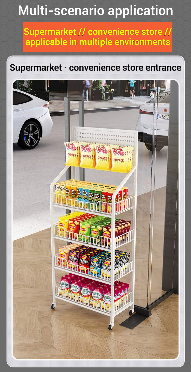 Kitchen Rack 5 Layers Bold carbon steel Store Supermarket Shelves Snack Shelf Grocery Storage ...
