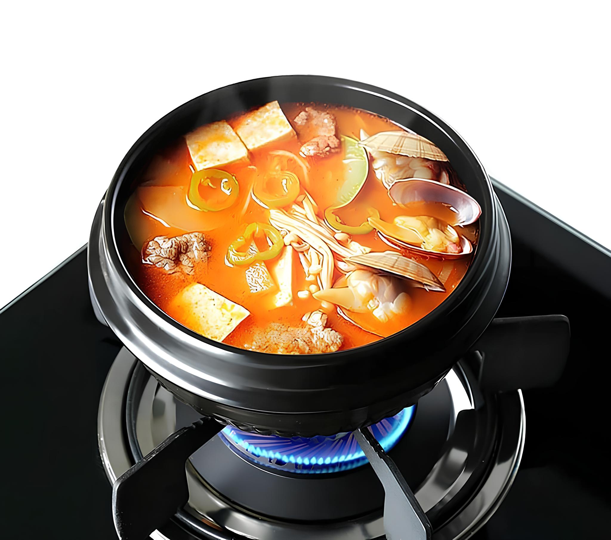 Kitchen Circle Korean Ttukbaegi Earthenware Ceramic Clay Black Dolsot ...