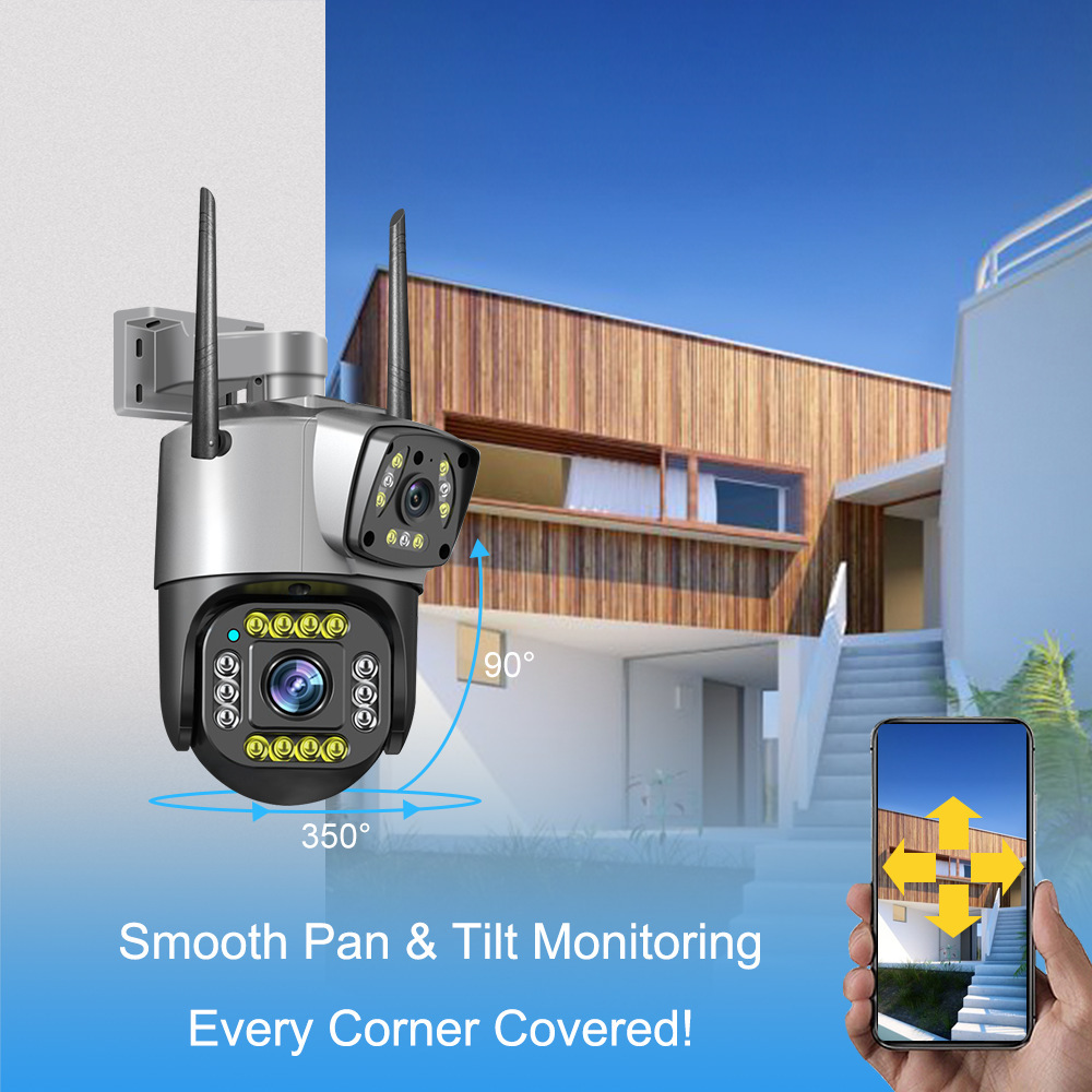 V380 Outdoor CCTV Dual Camera Wifi Connect To Cellphone Dual Lens ...