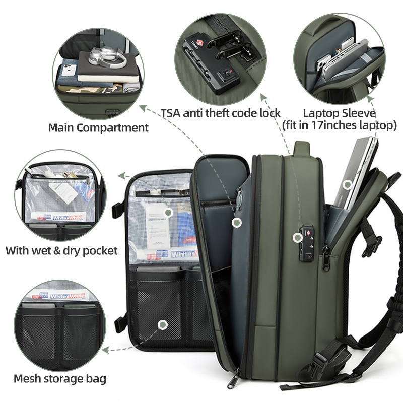 SeaChoice Expandable Vacuum AirBag Backpack, Business Laptop Travel Bag ...