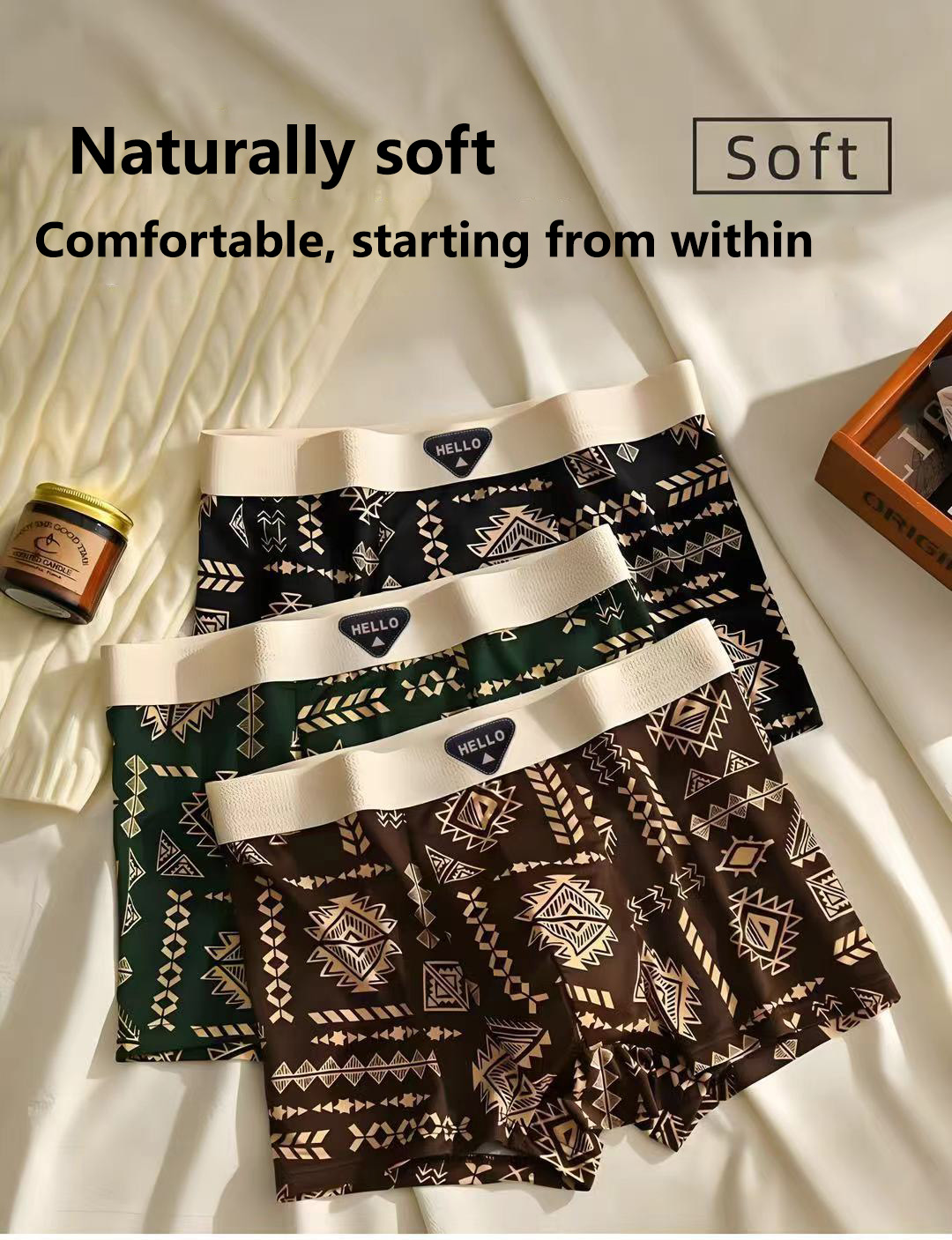 4PCS Boxer Shorts For Men Vintage Loose Fitting Boxer Shorts Breathable ...