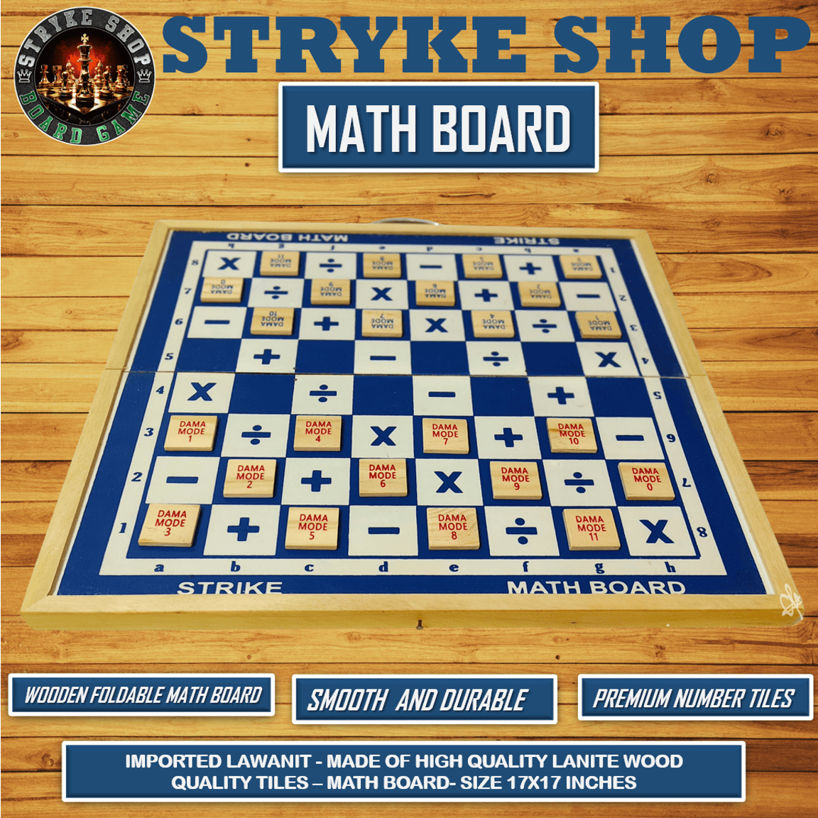 Premium Wooden Damath Board – Educational Math & Strategy Game ...