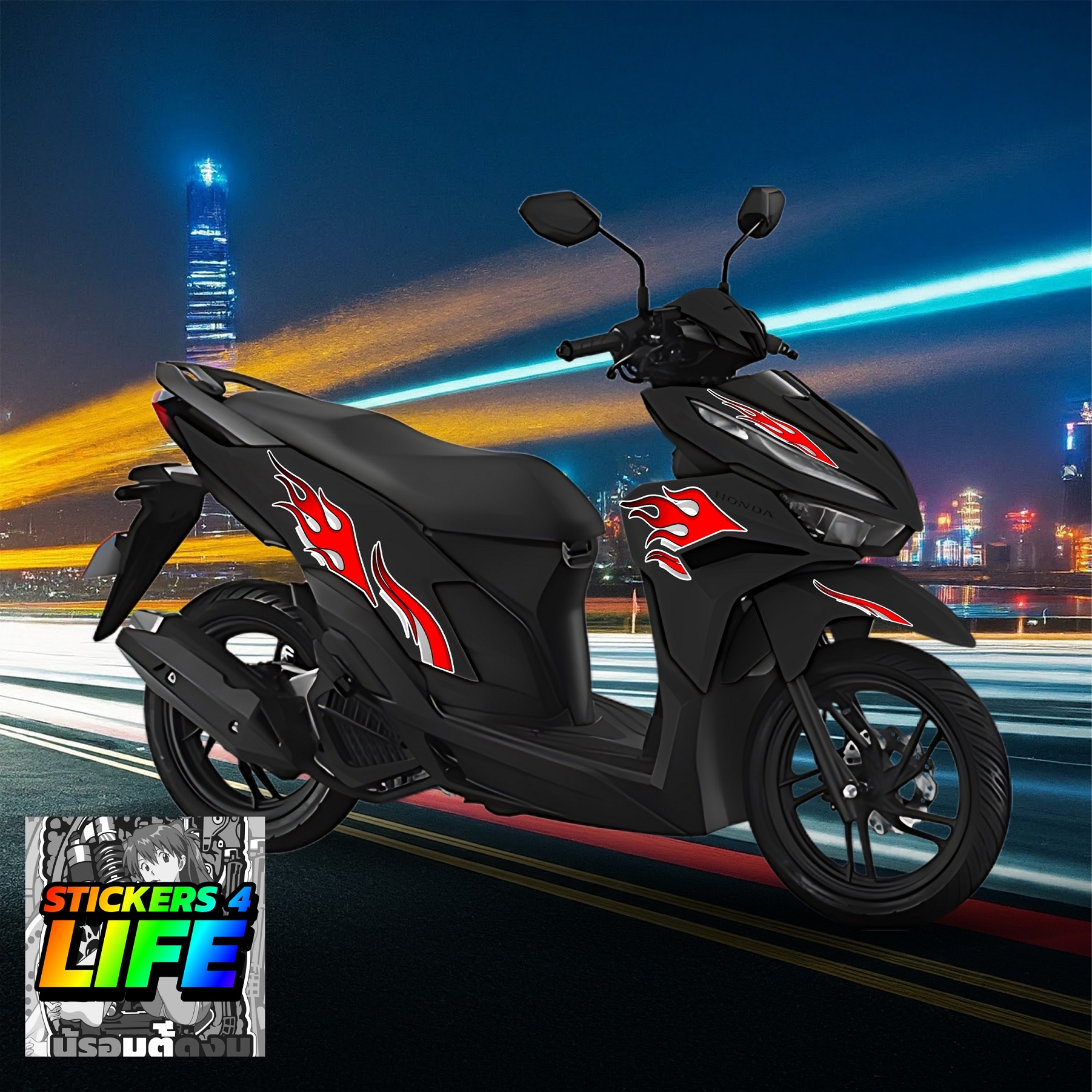 Sticker for Honda Click 125 v3 Stock Decals Sticker (FLAME Edition ...