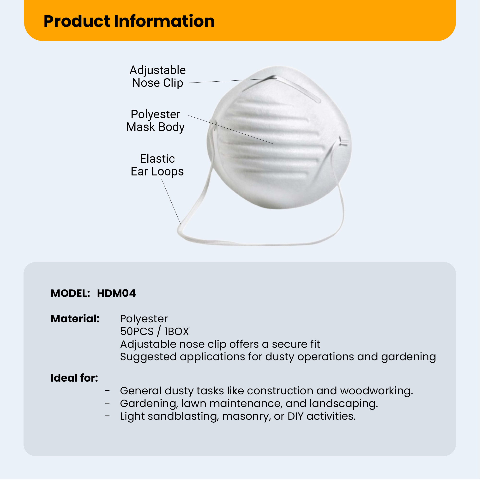 INGCO 50Pcs/Box Dust Mask With Adjustable Nose Clip HDM04 IHT | Shopee ...