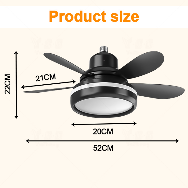 Y·S·S Large Light Bulb Rotate Ceiling Fan Lights With Remote E27 Tri ...