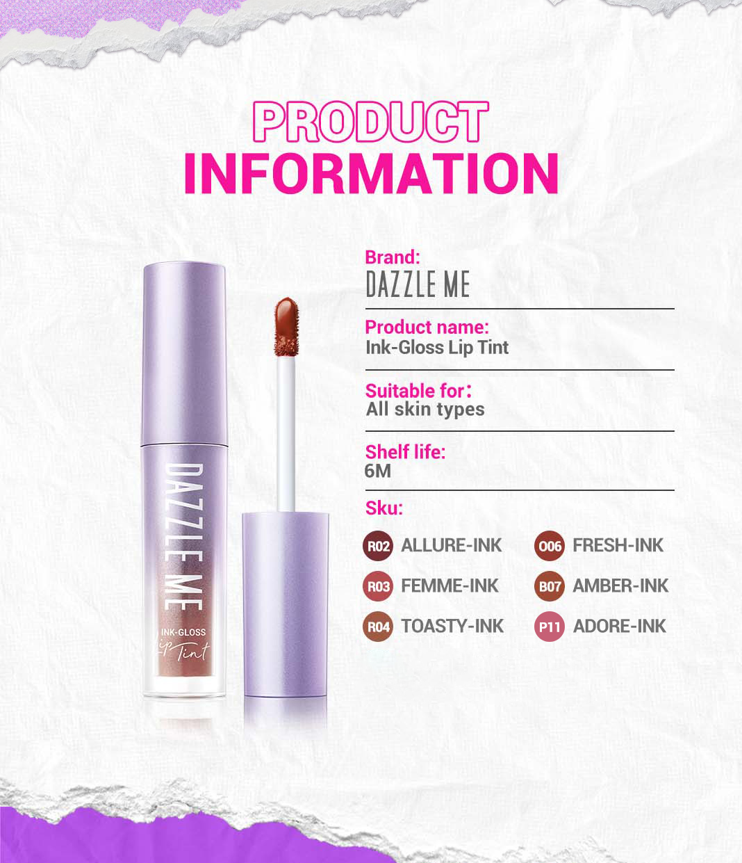 MOST LOVED! | DAZZLE ME Ink-Gloss Lip Tint | 16H Dewy Finish Transfer ...