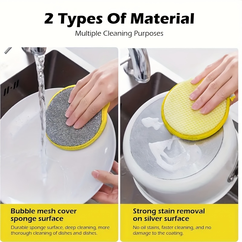 Double-Side Dishwashing Sponges Kitchen Tableware Dish Washing ...