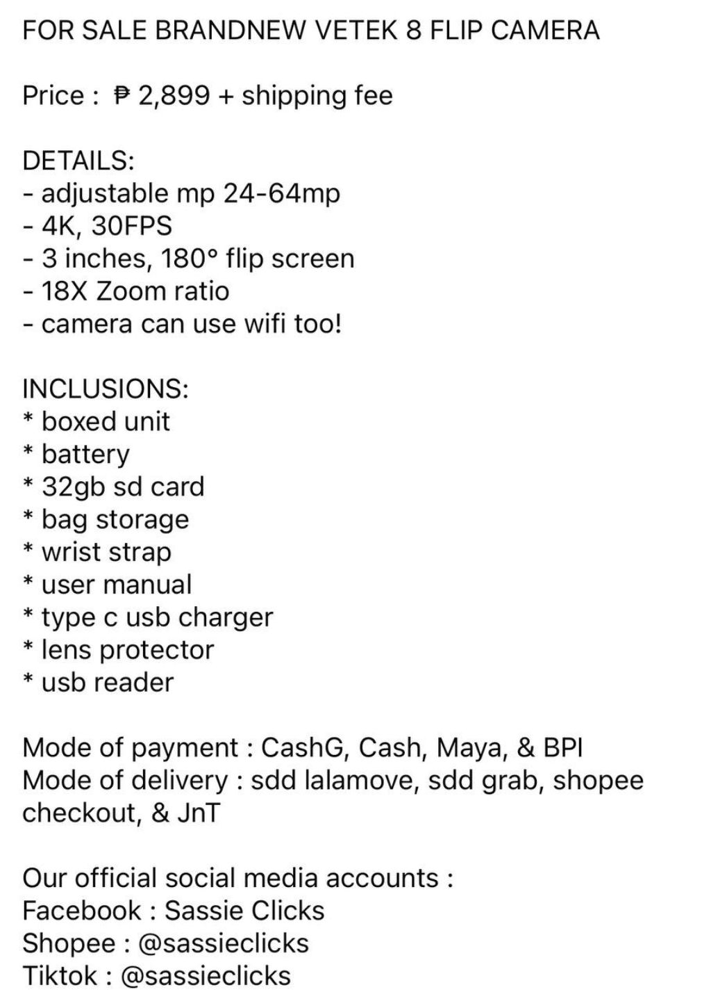Vetek 8 digital camera | Shopee Philippines