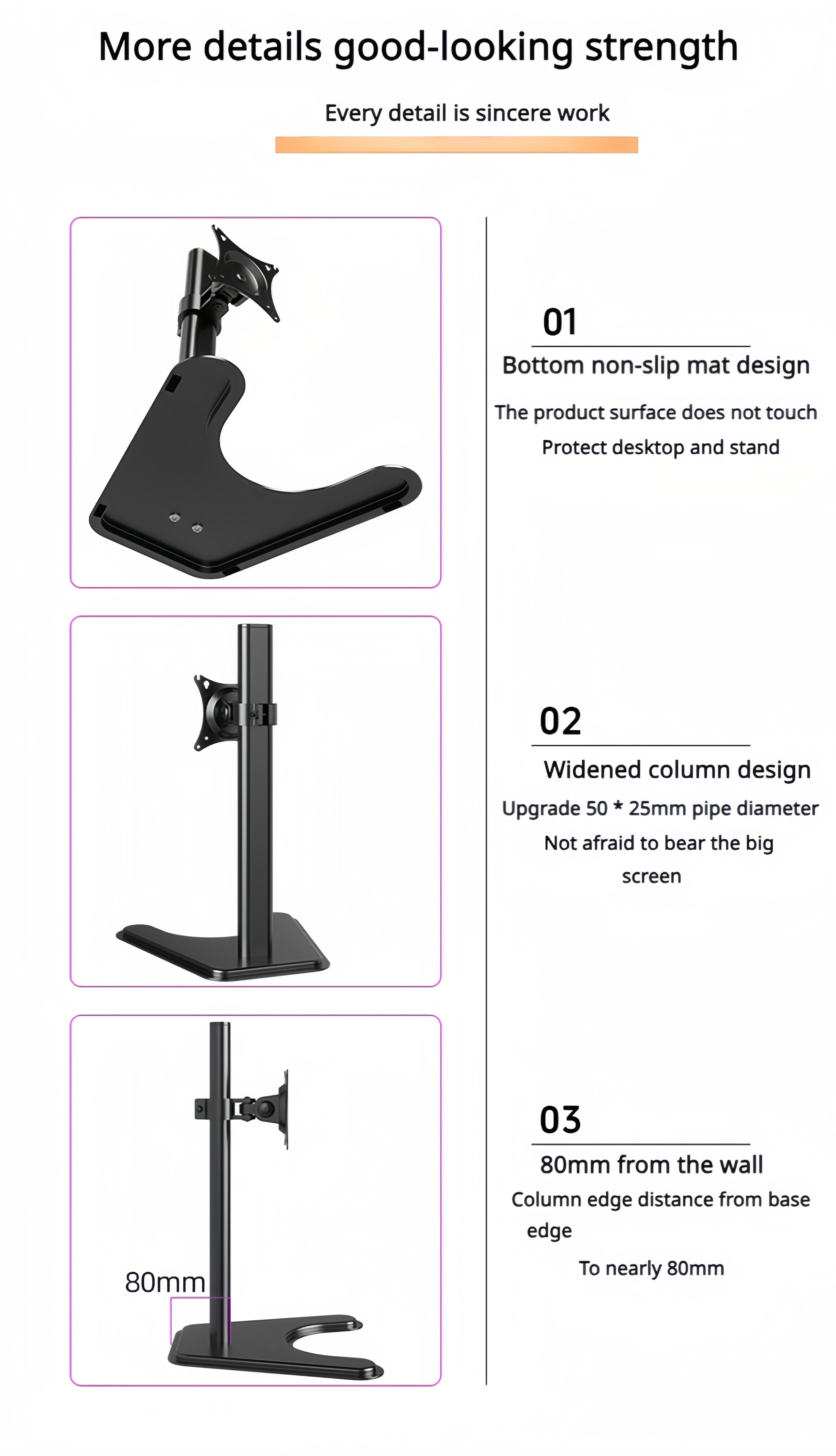 FETTY Adjustable Monitor Stand 14-32 Inches Desk Mount With Large Base ...