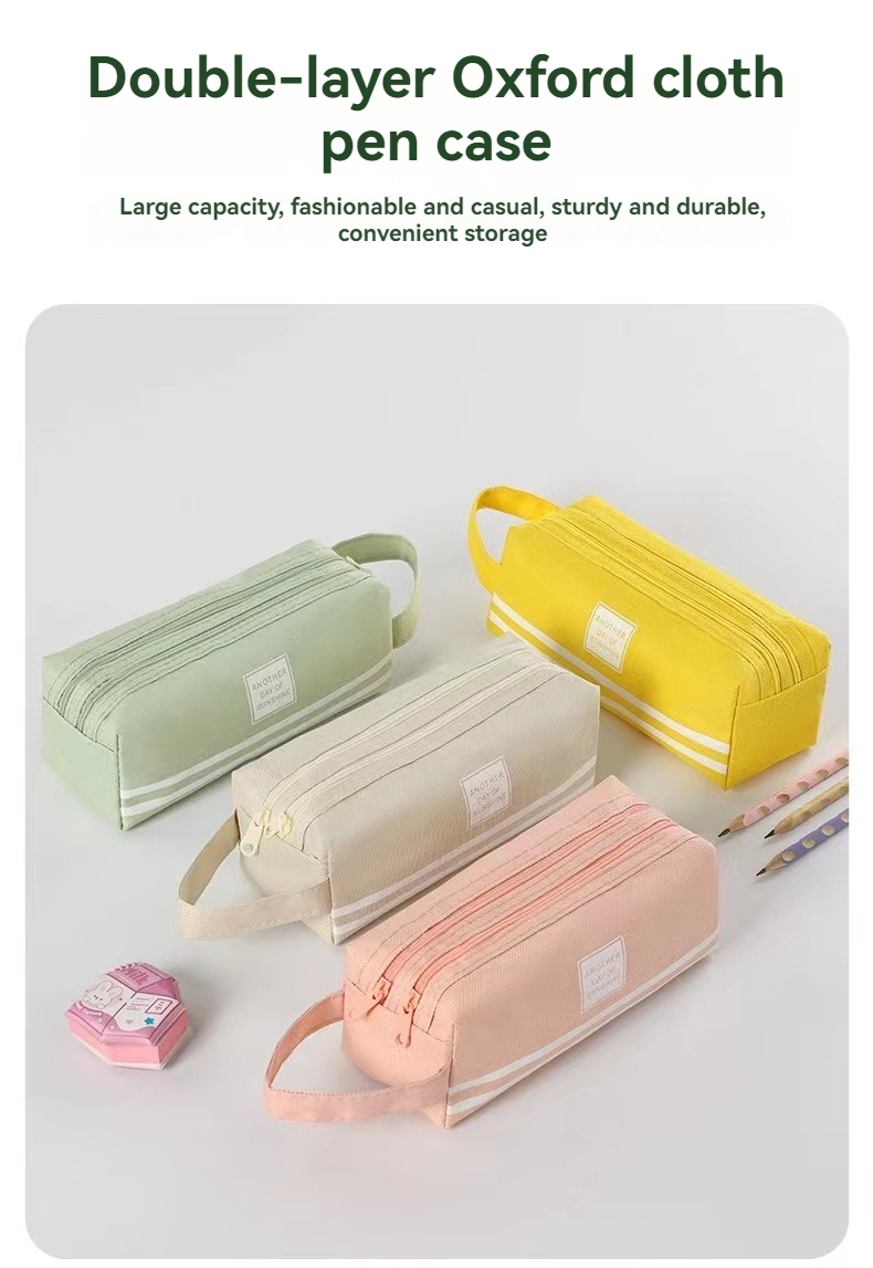 Student carrying a pen case. Large-capacity stationery storage pencil ...