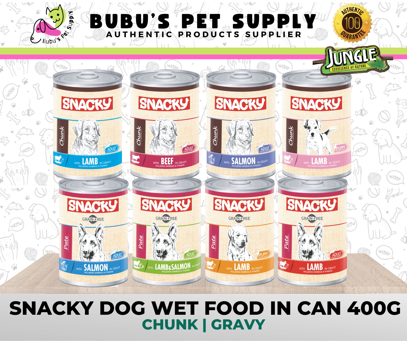 SNACKY DOG WET FOOD IN CAN 400G CHUNKS AND PATE | Shopee Philippines