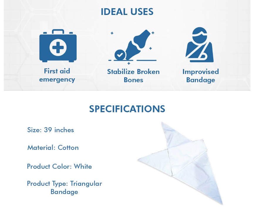 Medical Triangular Bandage - Large Cloth Bandage for Injury Support and ...