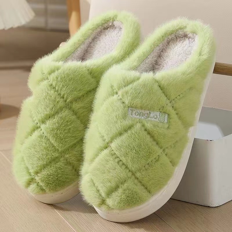 Cotton Slippers Diamond Grid Style Women And Mens Warm Slippers For ...