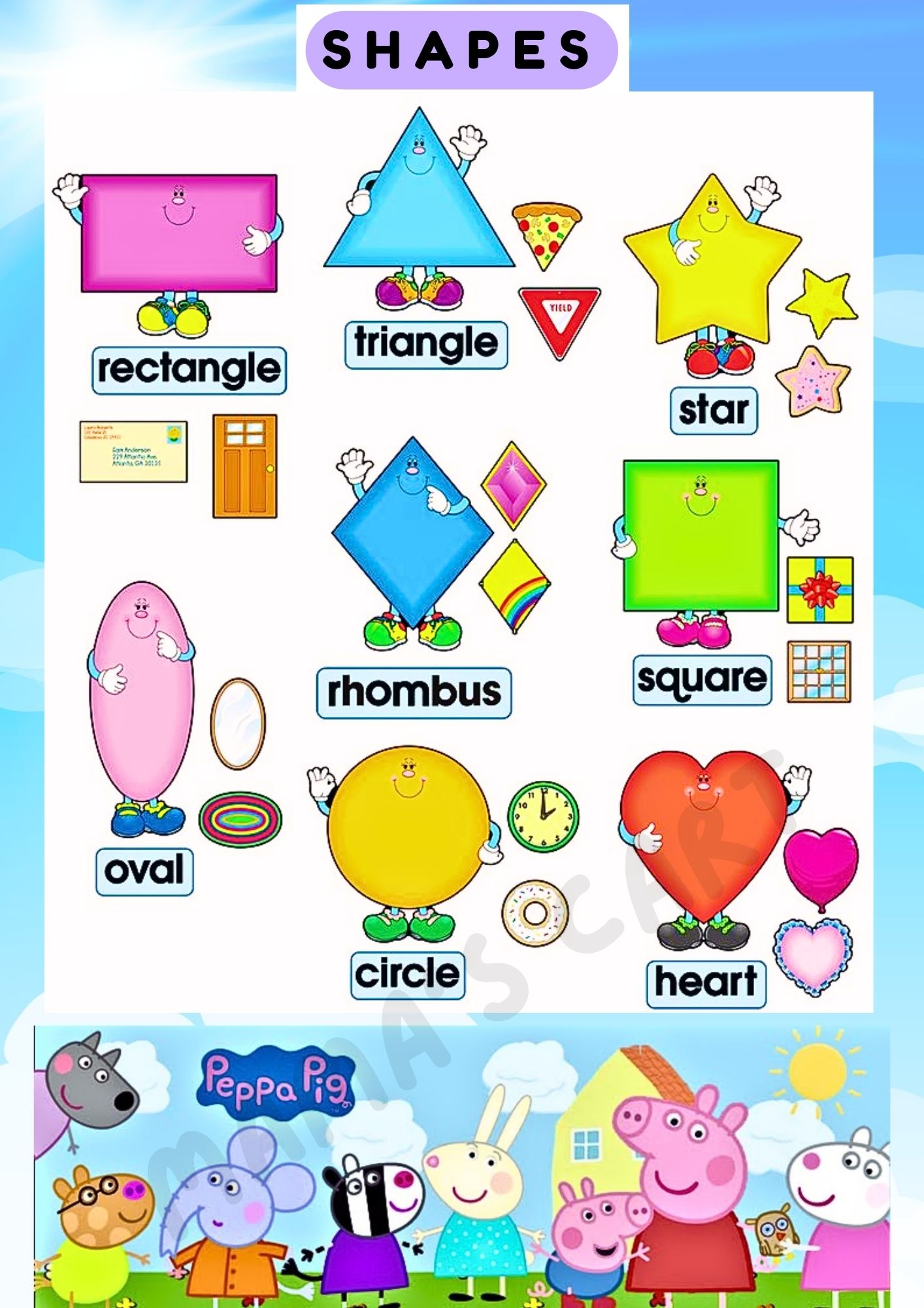 PEPPA PIG EDUCATIONAL CHARTS A4 SIZE LAMINATED FOR KIDS ALPHABET ...