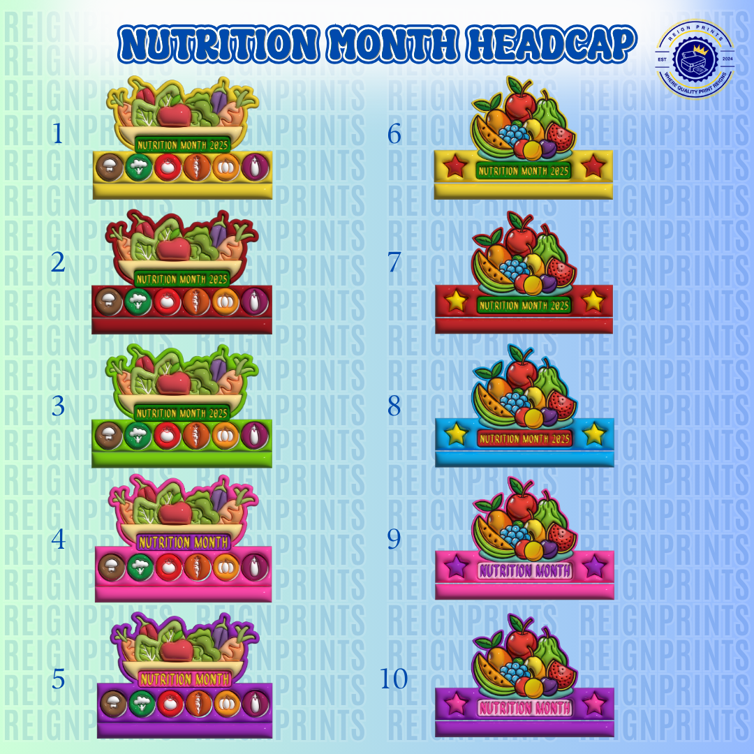 3D Nutrition Month Head Cap for Kids | Precut + Laminated | School ...