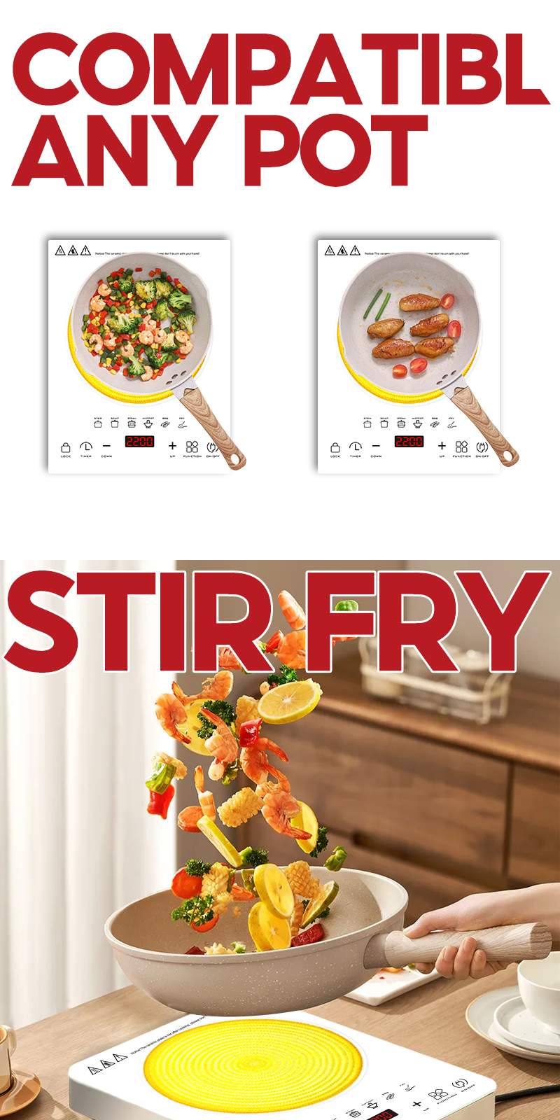 LAHOME Electric Inverter Ceramic Stove Induction Cooker Infrared Burner ...