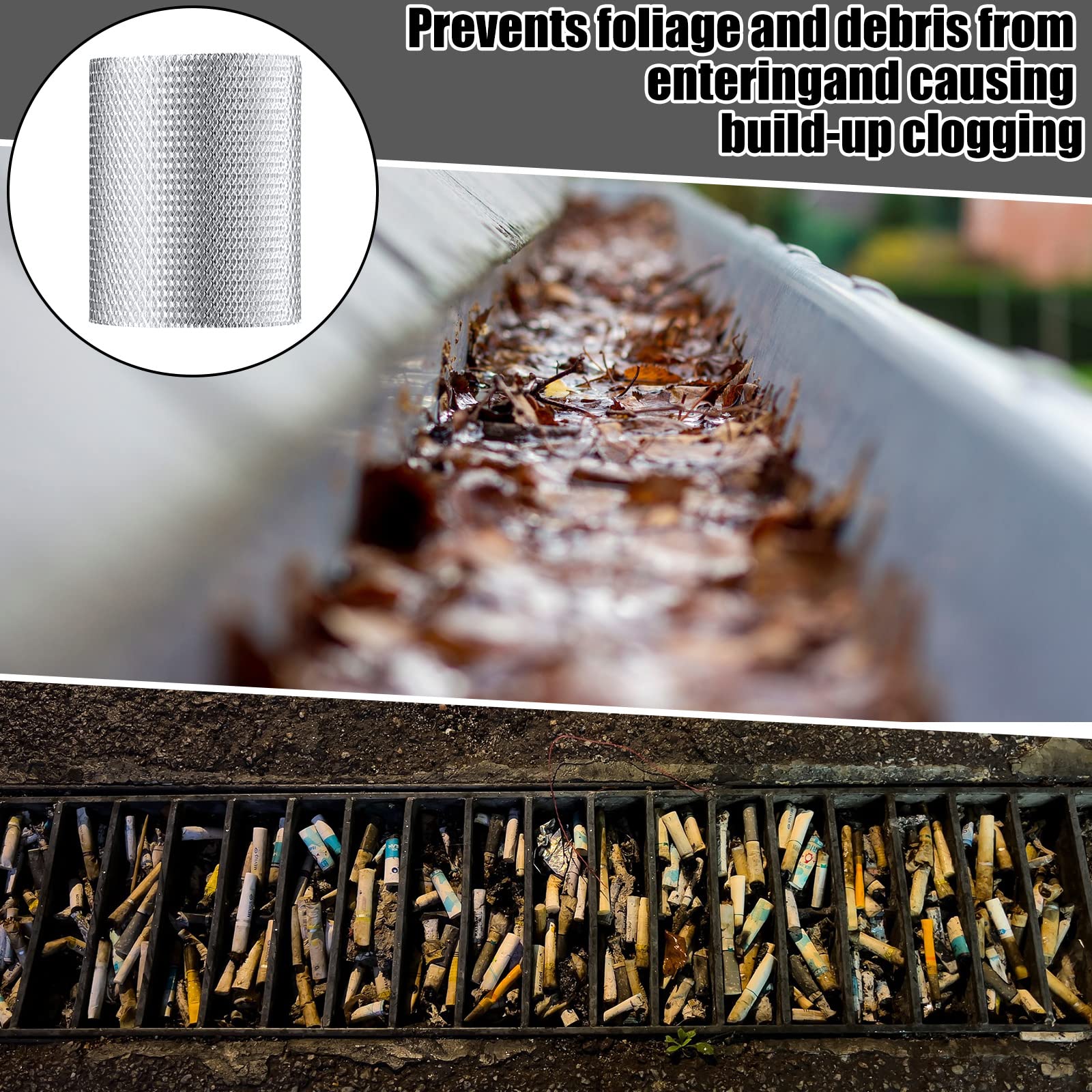 Heavy Duty Gutter Guard Mesh 12.7x610cm Metal Anti Clog Bird Proof For ...