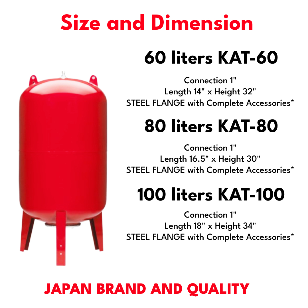 JAPAN Butyl Bladder Pressure Tank 60L / 80L Steel Flange w/ 5-Way ...
