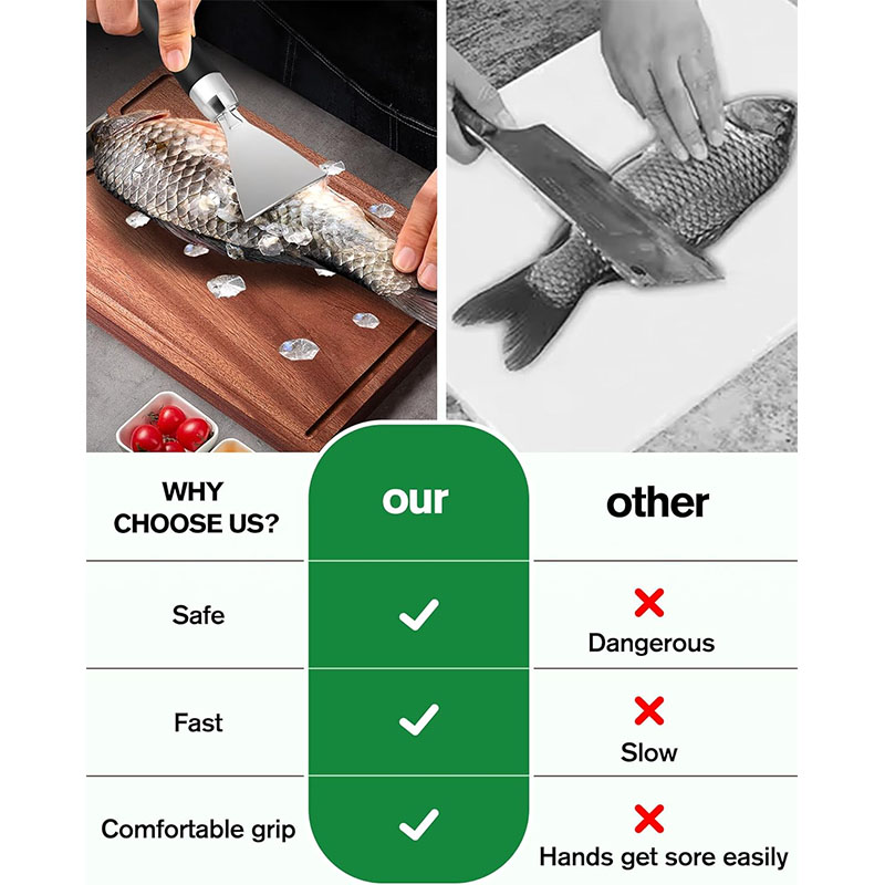 Kitchen Fish Stainless Steel Scaler Gadgets Manual Fish Scale Removal ...