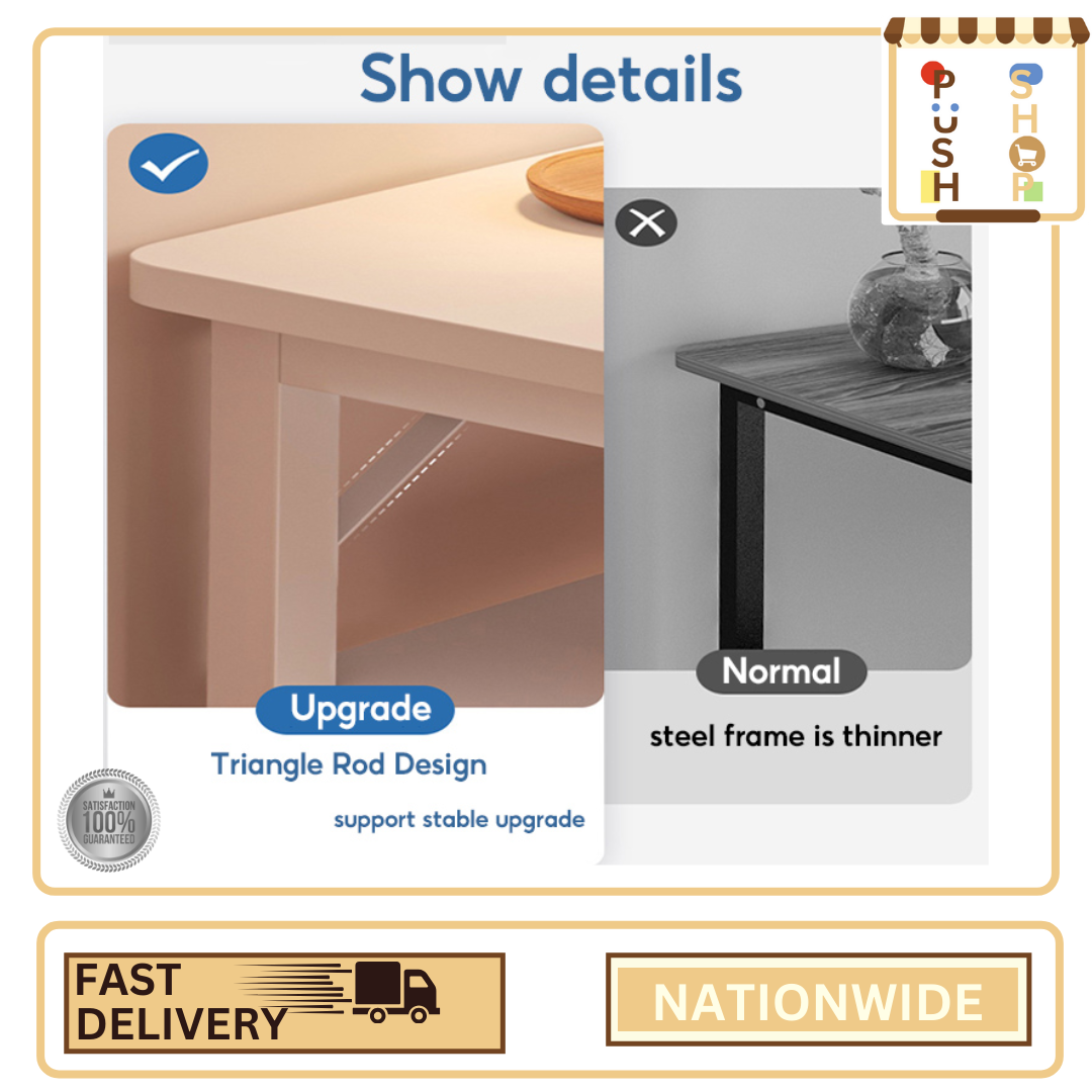 Aesthetic 2 Layer Long Desk Steel - Wood Computer Table with Storage ...