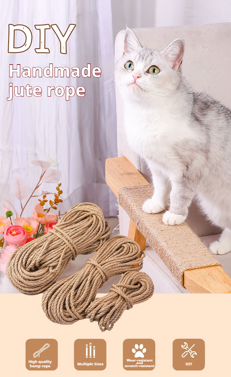 10M Natural strong sisal rope DIY cat scratch rope for cat scratching ...