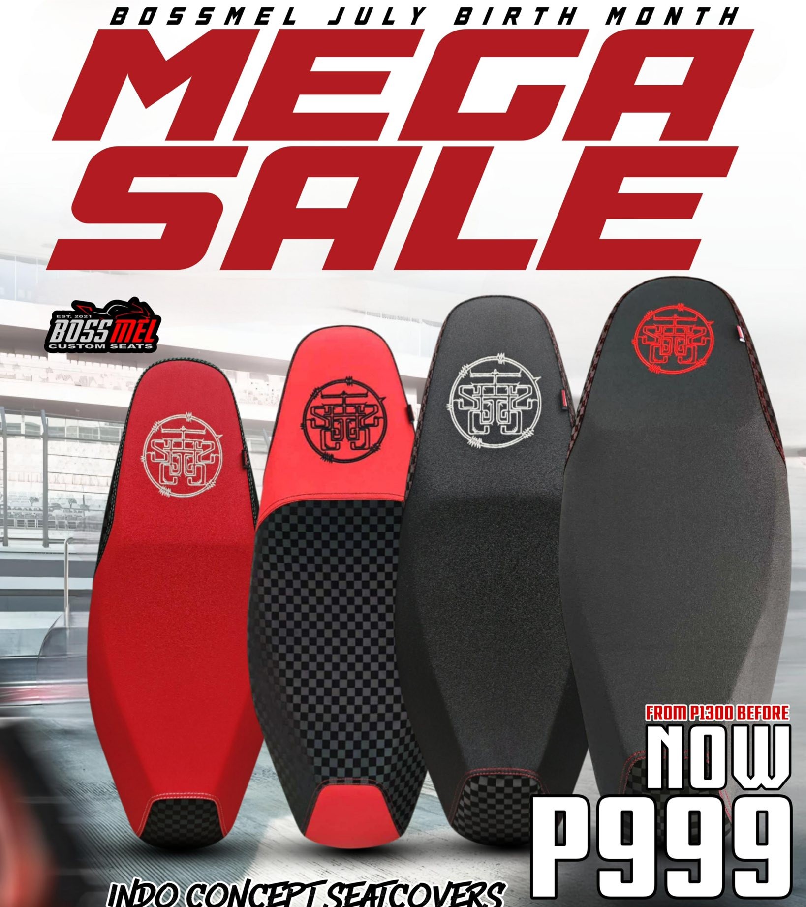 BOSSMEL INDO CONCEPT FOREVER 999 RED BLACK EMBROIDERY MIXED W/ RECARO ...