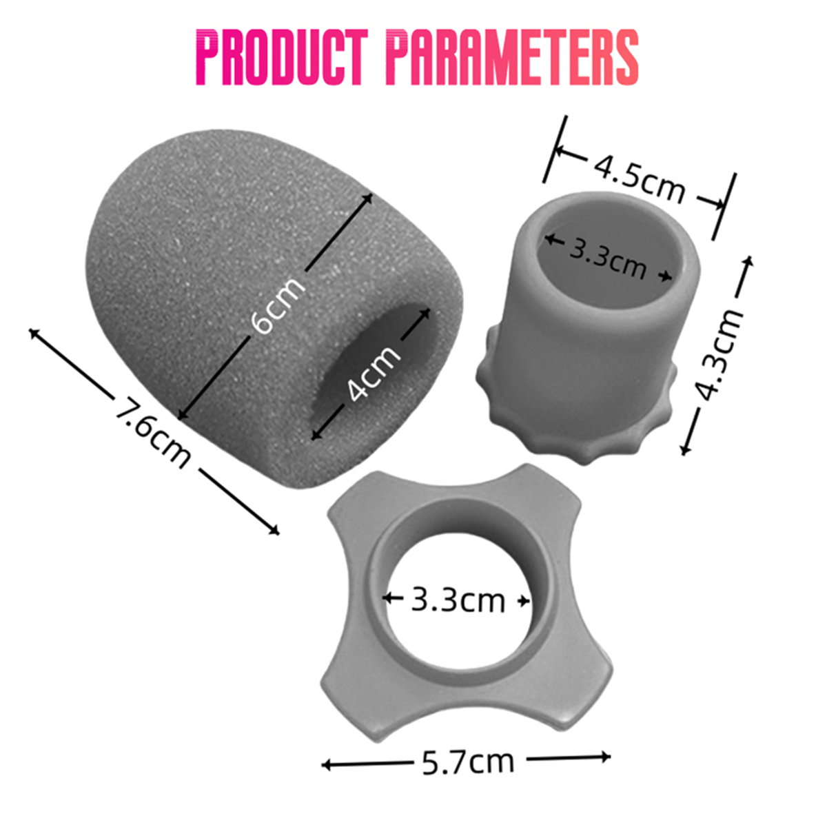 Universal Rubber Microphone Anti Roll Sleeve Mic Windscreen Foam Bottom ...