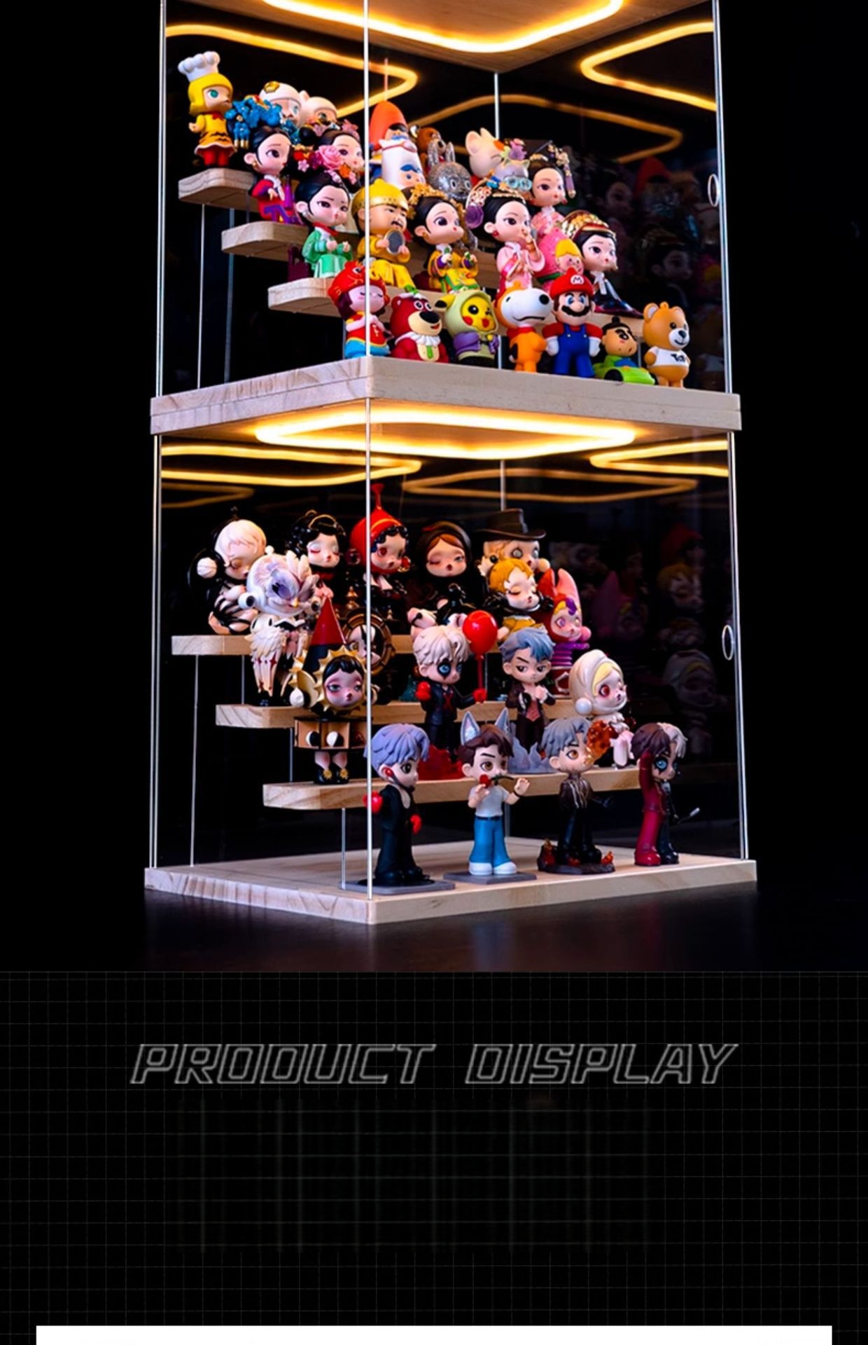 Lighted Step Design Blind Box Display Acrylic Storage Box with Dust ...