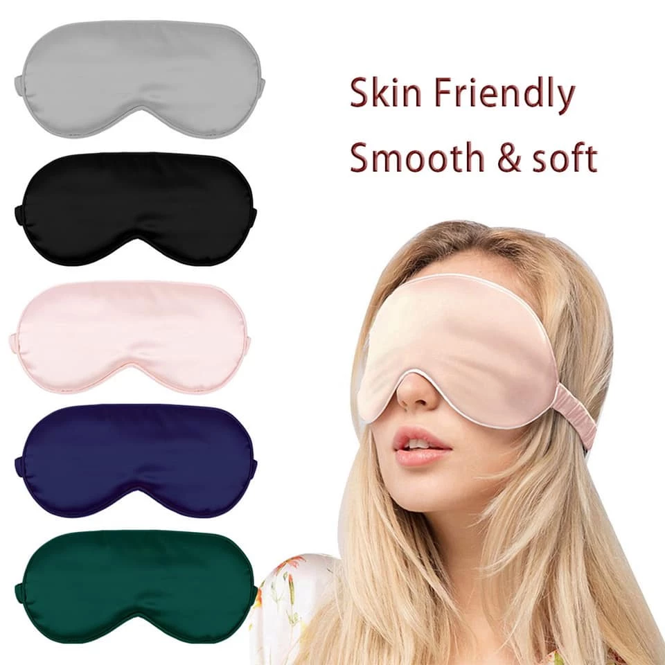 Silk Sleep Eye Mask Blindfold with Elastic Strap Headband, Soft Eye ...