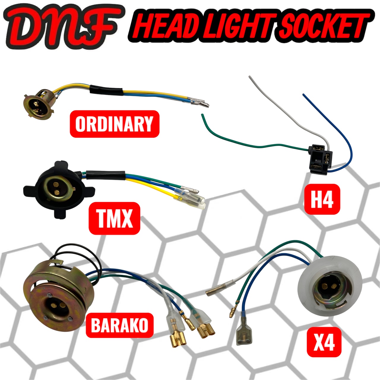 DNF HEADLIGHT SOCKET WITH RUBBER AND ORDINARY/TMX/BARAKO/H4/X4 | Shopee ...