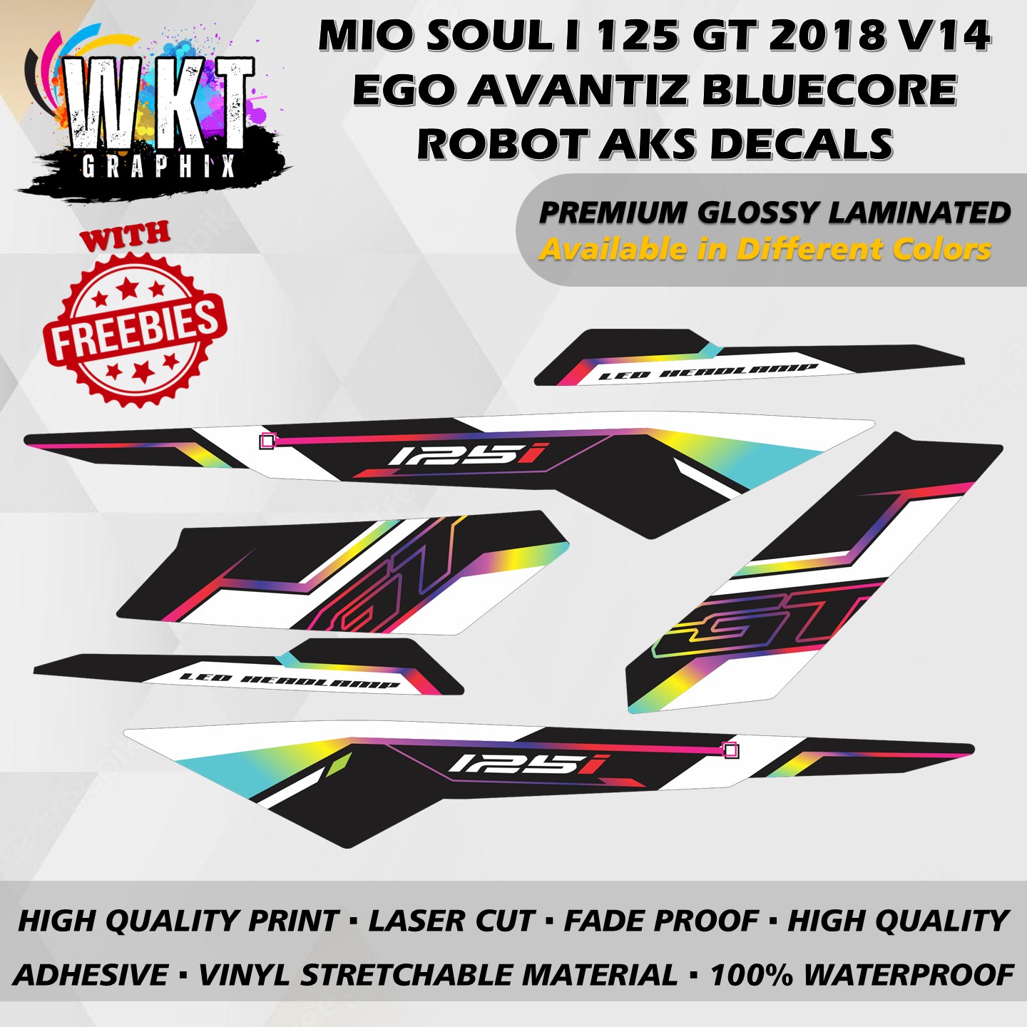 YAMAHA MIO SOUL I 125 GT 2018 V14 EGO AVANTIZ BLUECORE ROBOT AKS DECALS ...