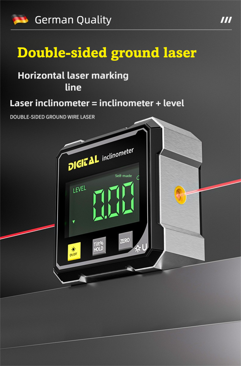 High Precision Digital Laser Level with Inclinometer & Angle ...