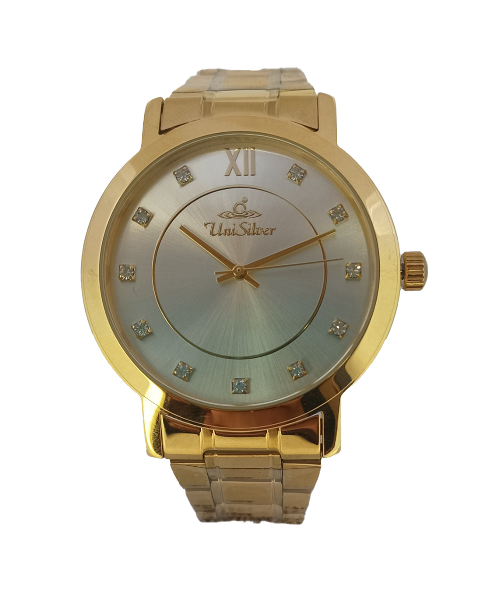 UniSilver TIME Mens Gold/Metallic Silver Dial Analog Stainless Steel ...