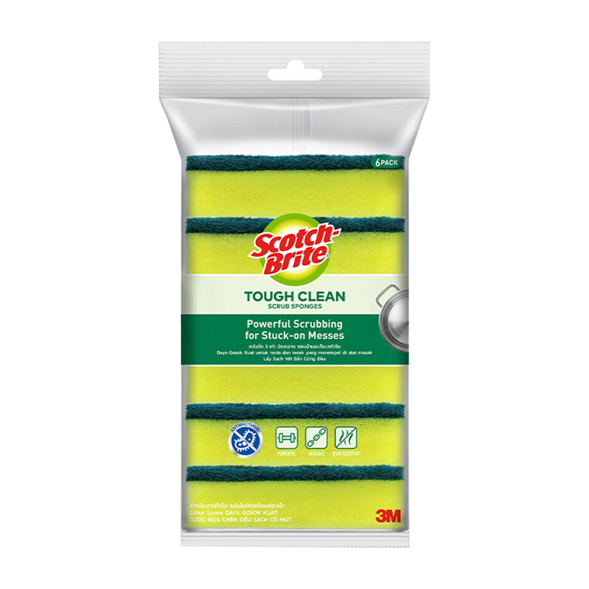 3M Scotch Brite Tough Clean Scrub Sponges Trial 6 pcs/VP 100mm x 70mm ...