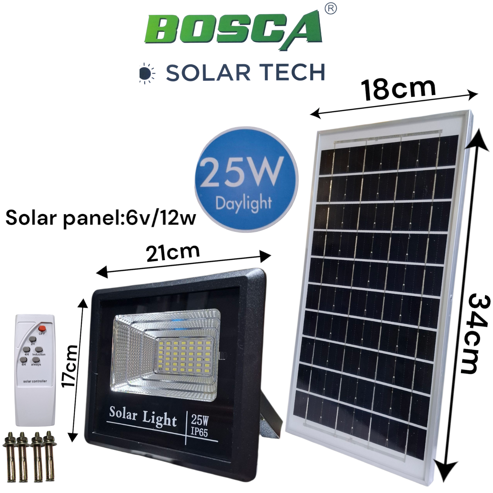 Bosca SO1-25w Solar Outdoor Led Flood Light Diecast Aluminum frame IP65 ...