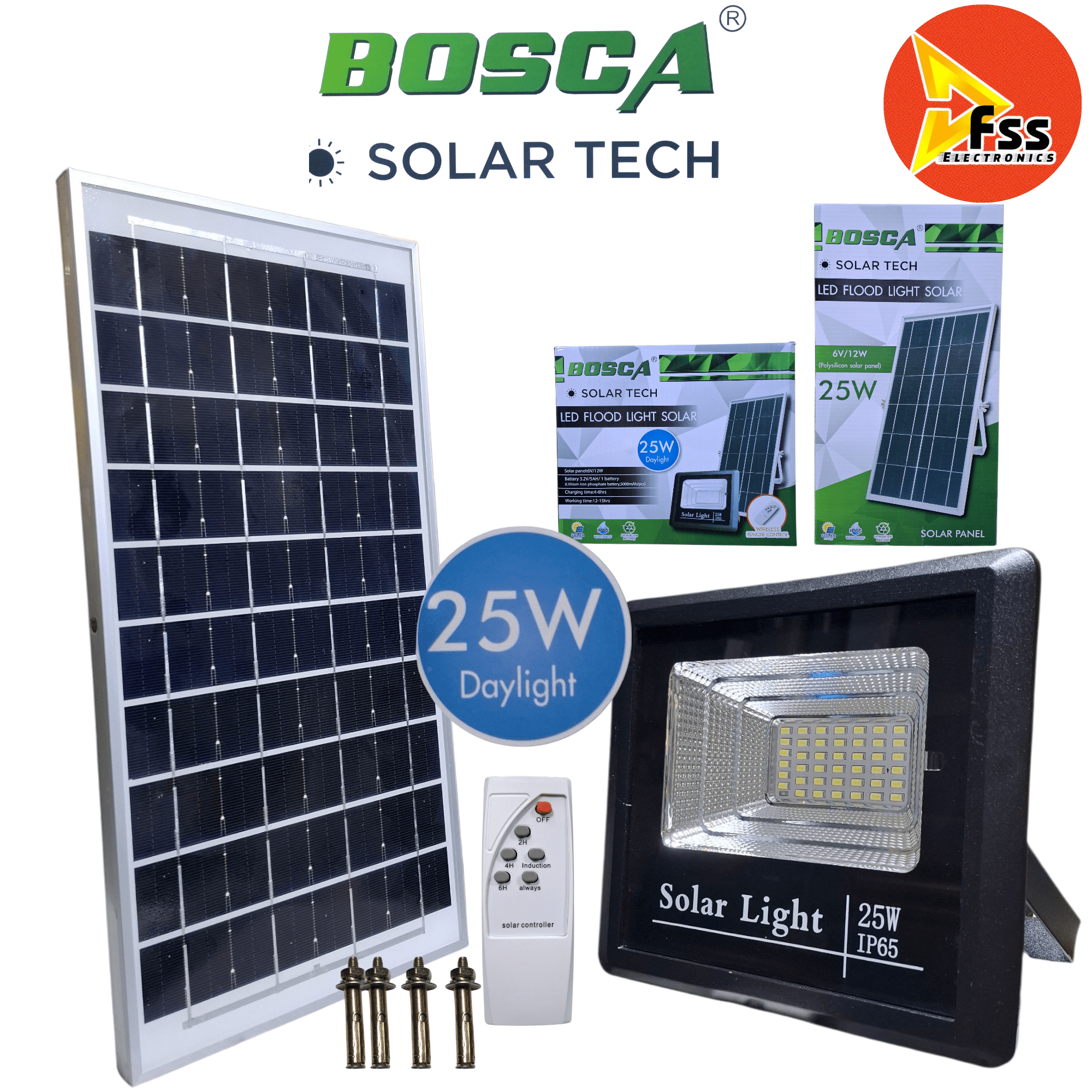 Bosca SO1-25w Solar Outdoor Led Flood Light Diecast Aluminum frame IP65 ...