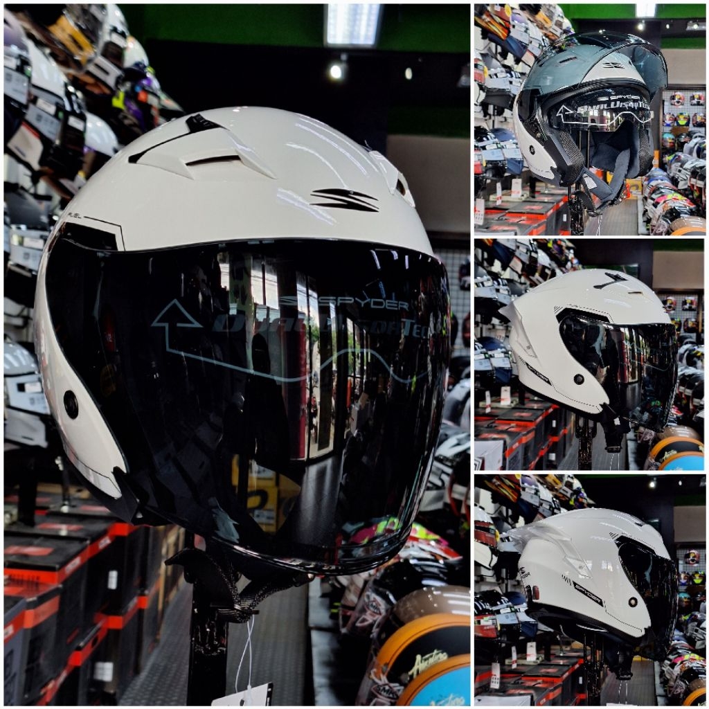 Spyder FUEL PD S0 V2 - Open Face Dual Visor Helmet (Free Clear Visor ...