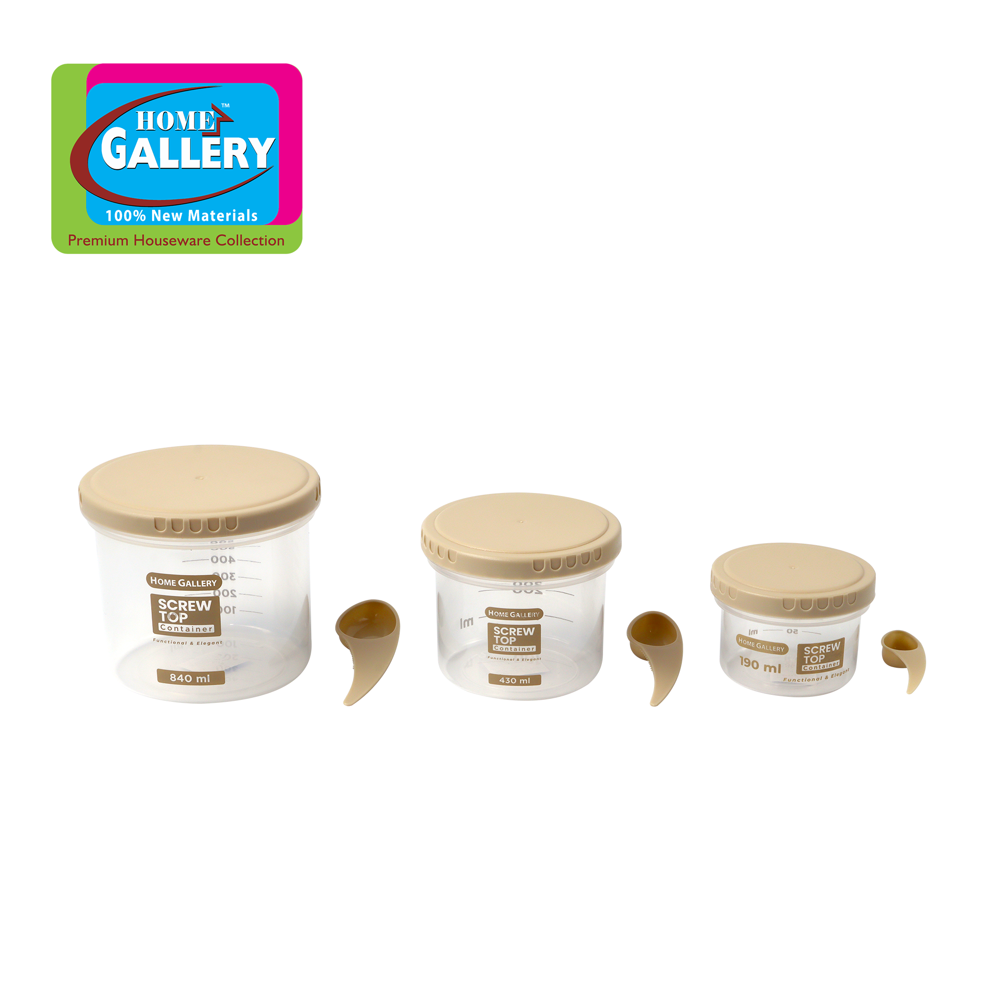 Home Gallery Floating Spoon Wide Canister Set 190ml 430ml 840ml Food ...