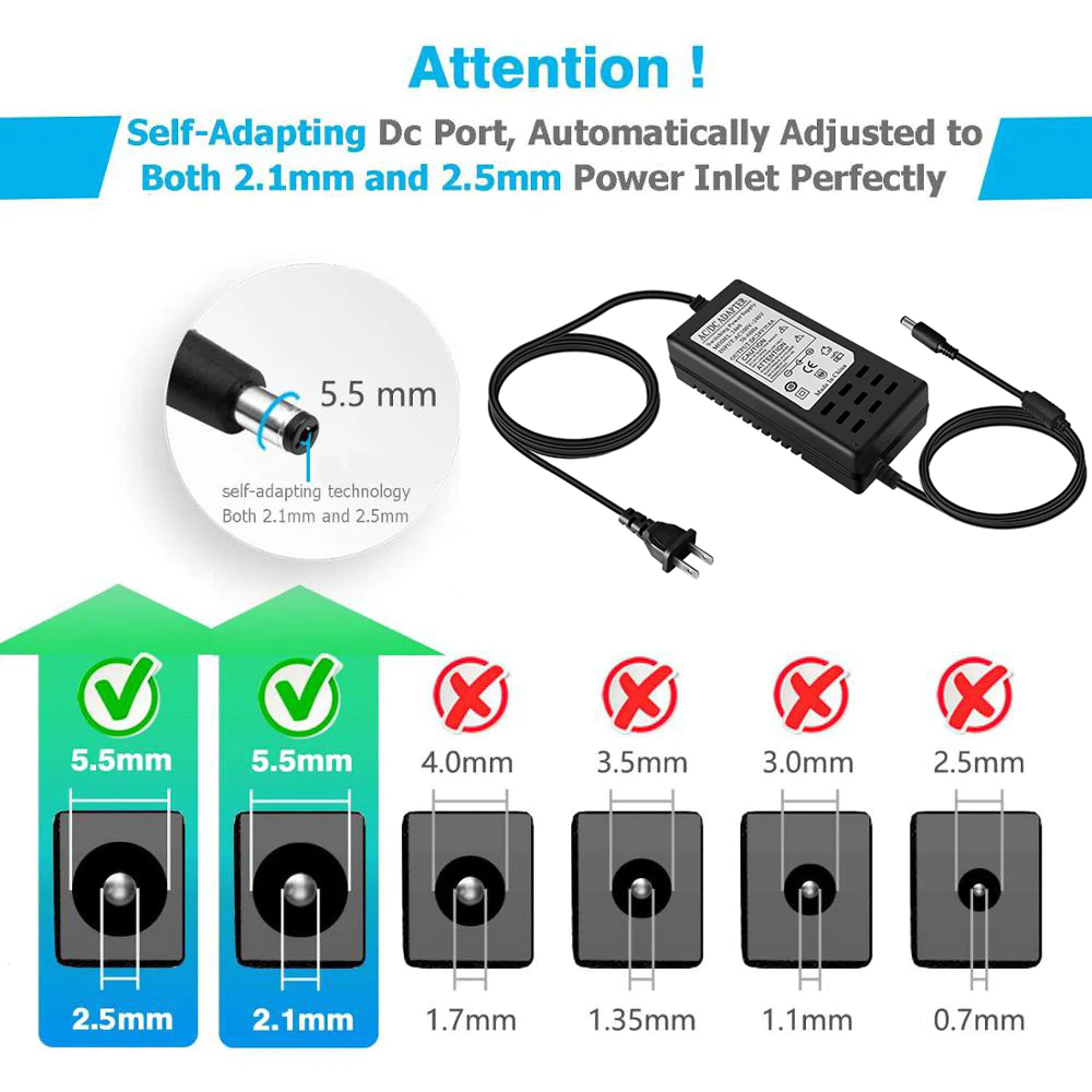 150W Power Adapter DC24V 6A Adapter US EU Plug Power Supply Transformer ...