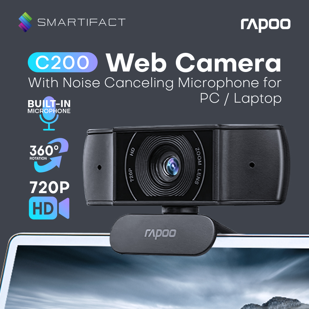 Rapoo C200 HD Web Camera 720P With Noise Canceling Microphone USB ...