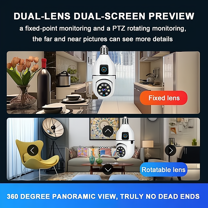 CAMVIEW Cctv V380 Wireless Ultra HD Dual-Lens Security Camera Tracking ...