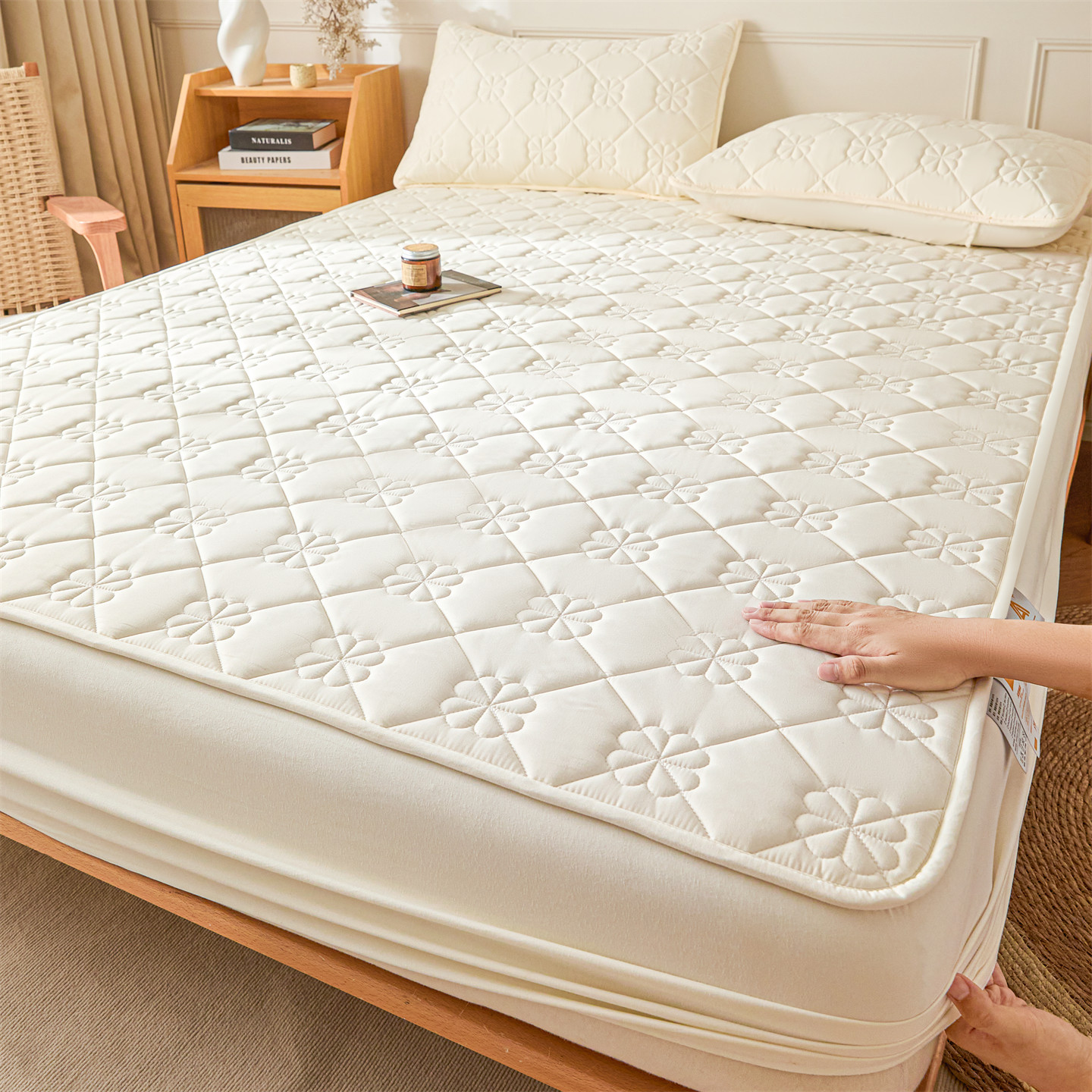 100% Waterproof Cotton Mattress Protector Multi - Color Stretch Knit ...