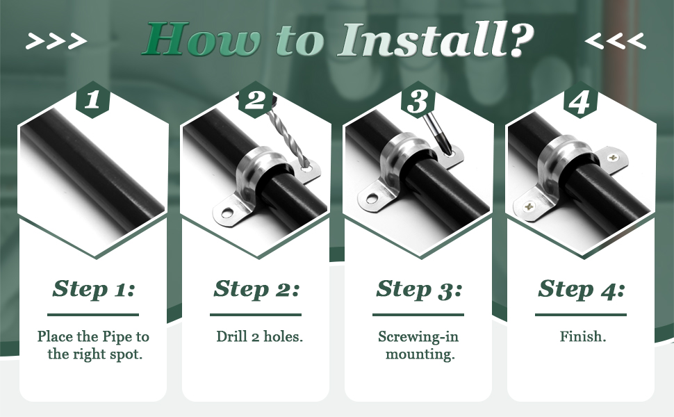 ALLAN 304 Stainless Steel Extra Wide Pipe Clamps, Heavy-Duty Two Hole U ...