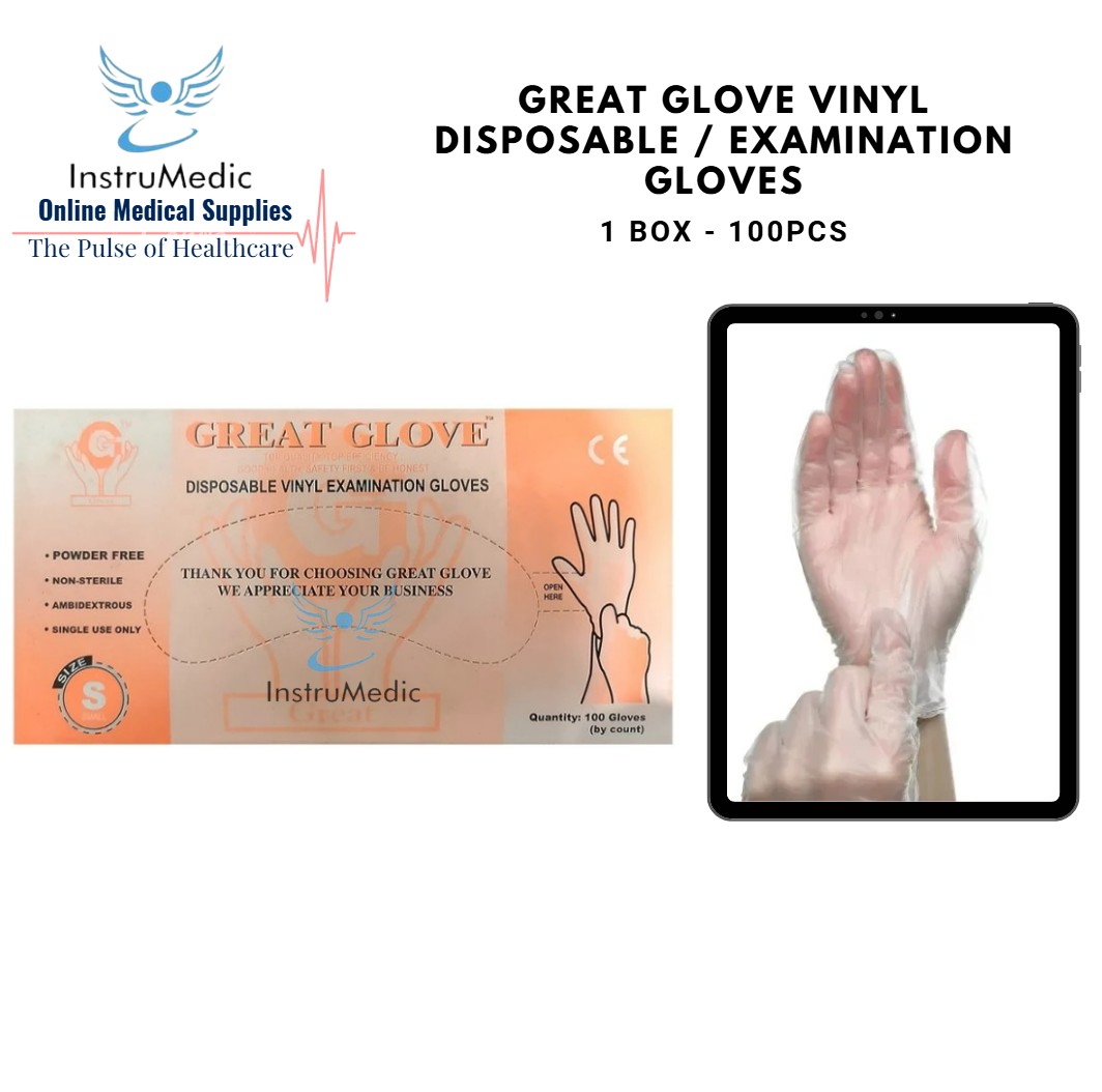 Great Glove Vinyl Disposable / Examination Gloves 1 Box - 100pcs ...