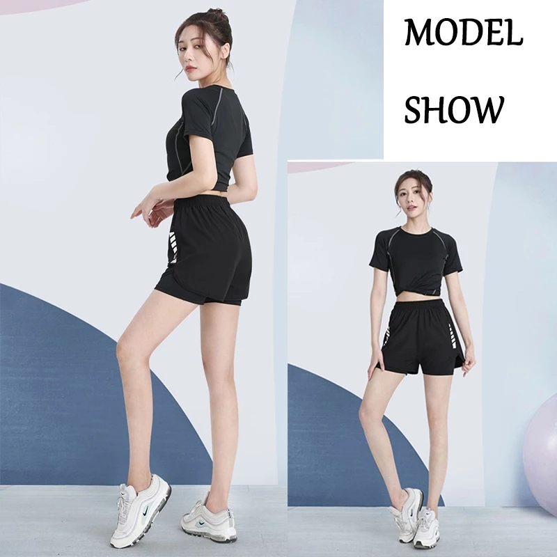 Women Sports Dri-Fit Shorts With Cycling Taslan Shorts Running/Yoga/Gym ...