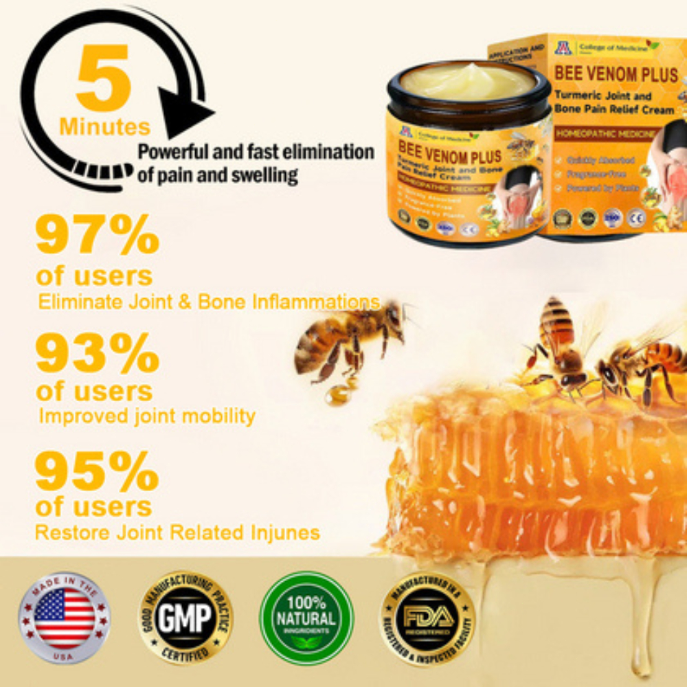 Turmeric Bee Venom Plus Natural Topical Cream for Arthritis Muscle Pain ...