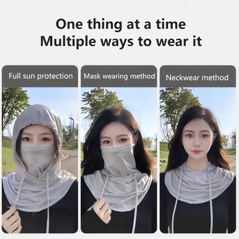 Ice Silk Sunscreen Cap UV Resistant Outdoor Full Face Mask Sun ...